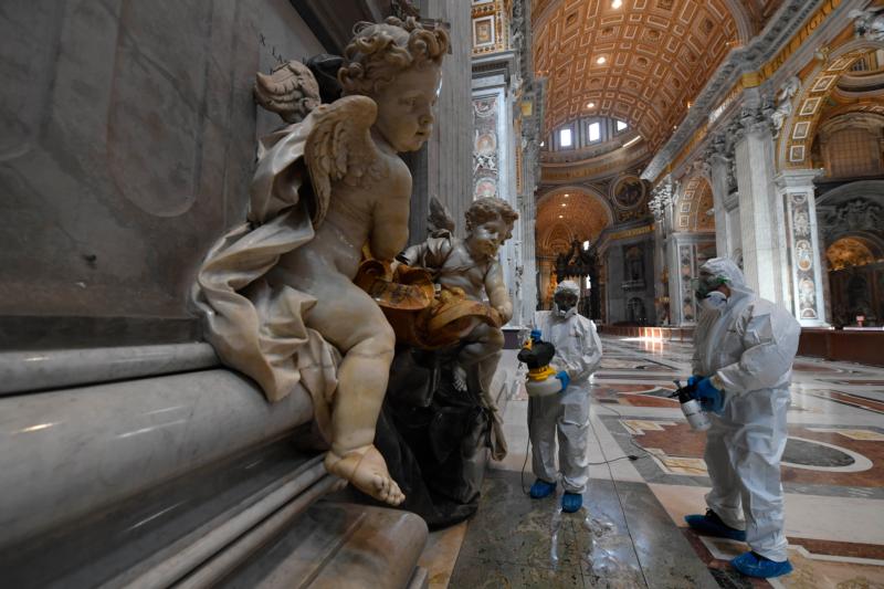 Vatican workers sanitize St. Peter’s Basilica | Crux